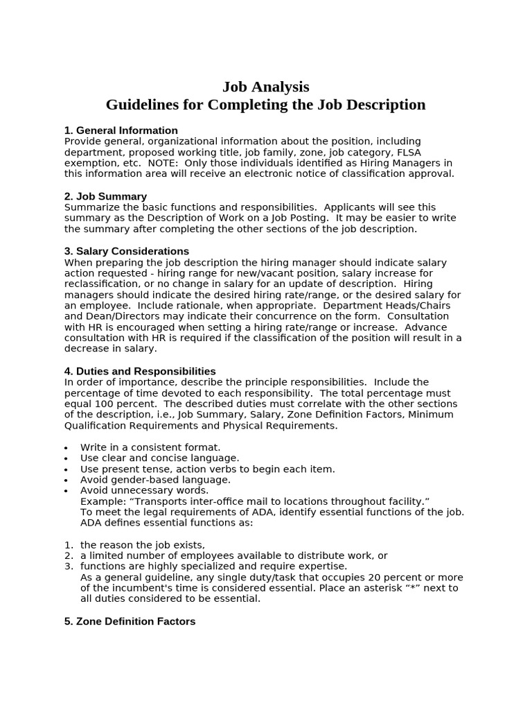 Job Description and Job Analysis | PDF | Salary | Knowledge