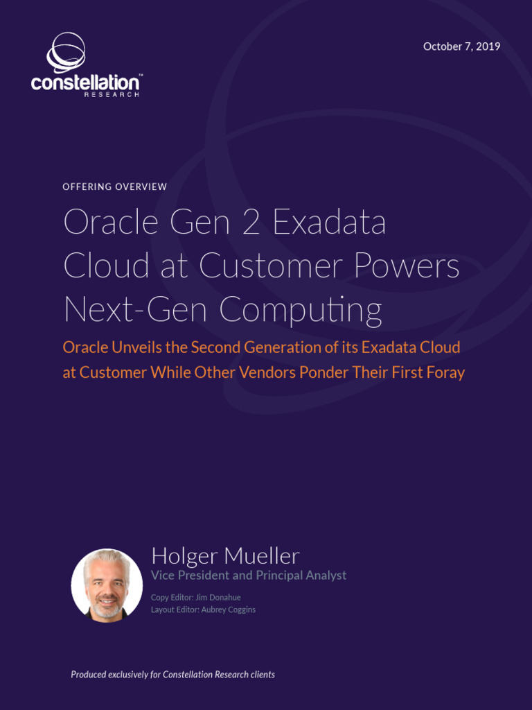 Oracle Gen 2 Exadata Cloud Overview | PDF | Cloud Computing | Oracle ...