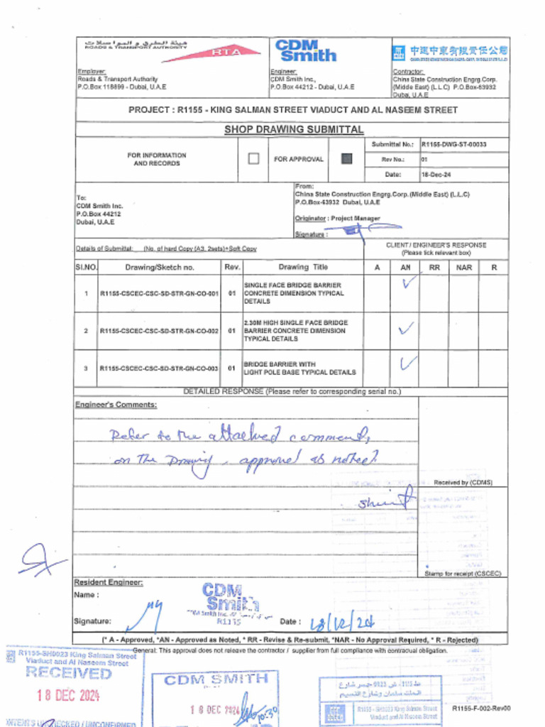 R1155-DWG-00033 Rev.01 - Bridge Barrier Drawings | PDF