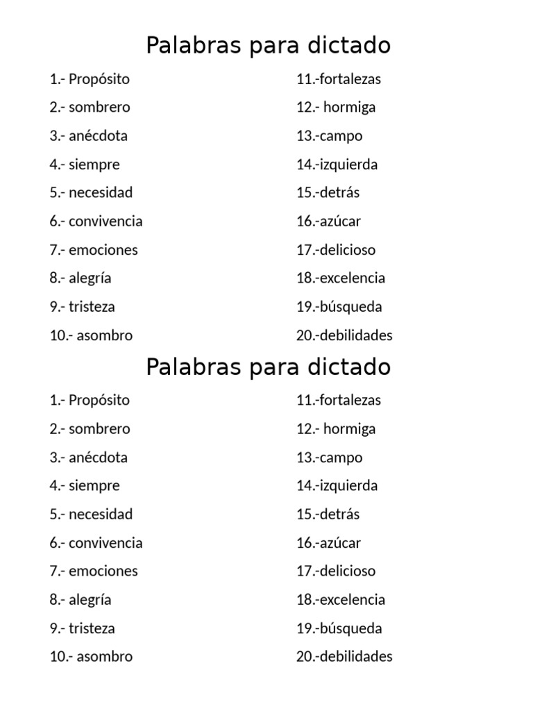 Palabras para Dictado | PDF