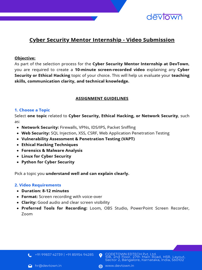Cyber Security Mentorship Assessment Task | PDF | Security | Computer Security