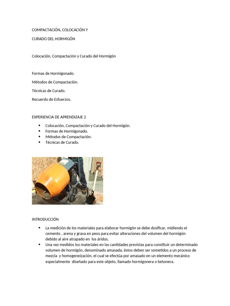 Compactación y Curado del Hormigón | PDF | Hormigón | Fundación ...