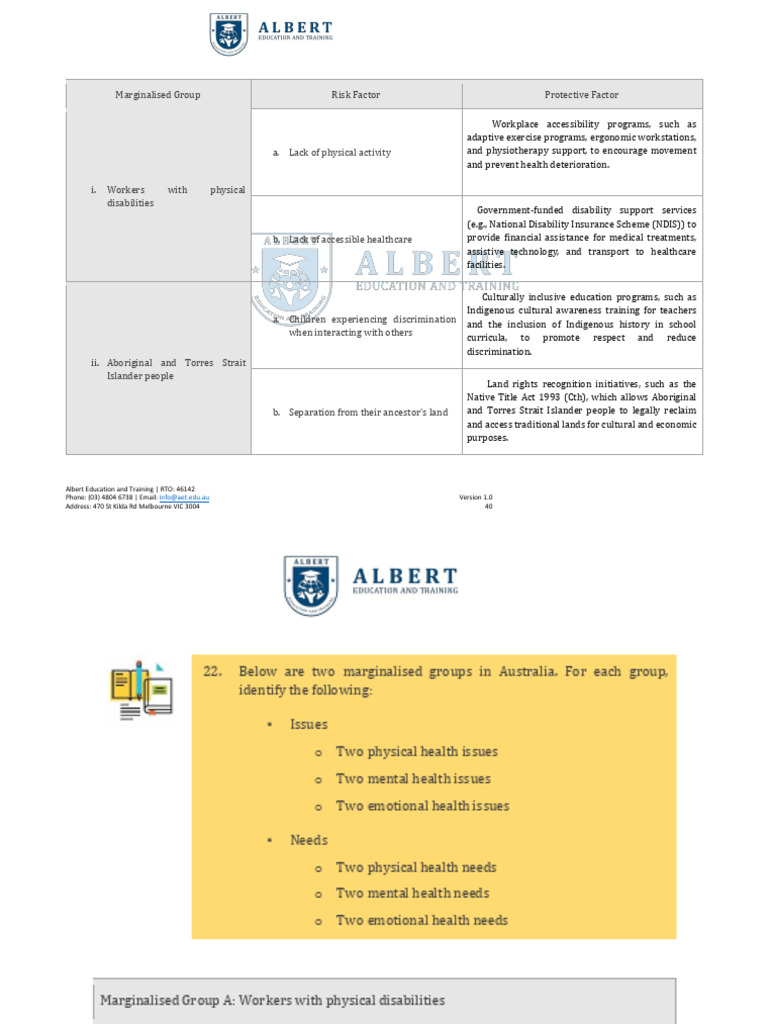 Assessment Workbook CHCDIV001 Done-13 | PDF | Mental Health | Disability