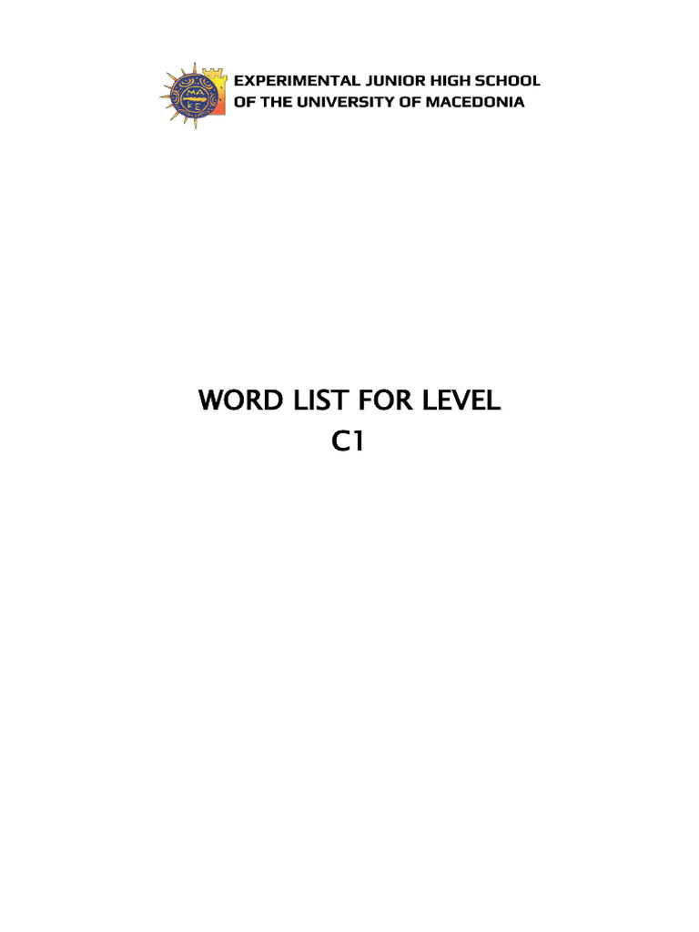Level C1 Word List | PDF | Verb | Adjective