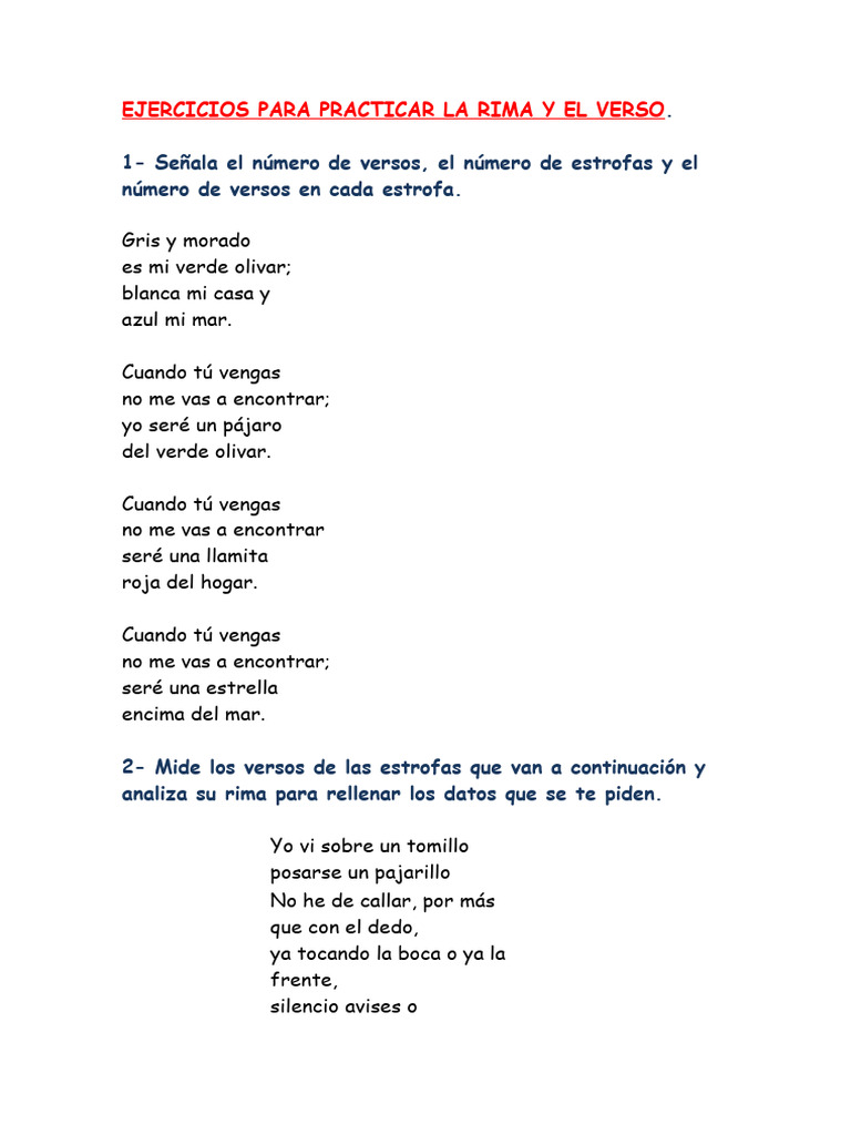 Ejercicios de La Forma Del Poema | PDF | Rima | Teoría literaria