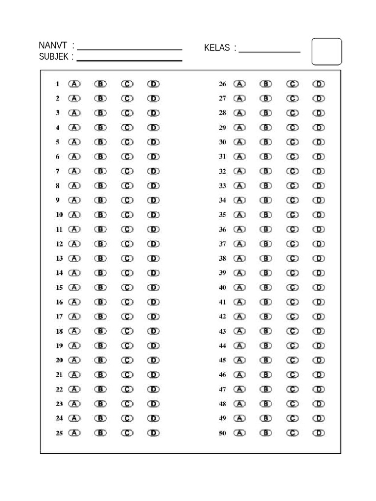 Borang Omr 50 Soalan | PDF