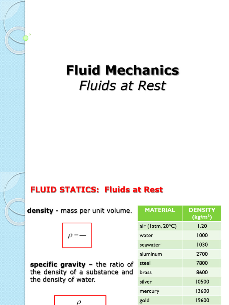 PHYSE Fluids at Rest | PDF | Buoyancy | Pressure