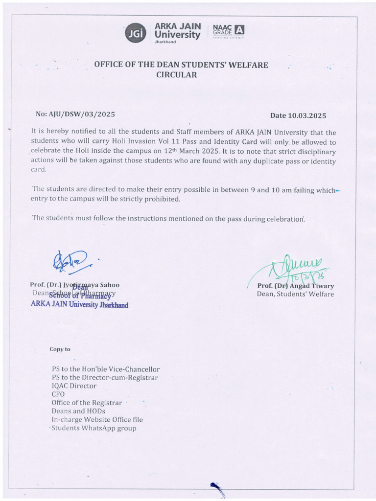 Circular For Holi Invasion Vol 11 | PDF