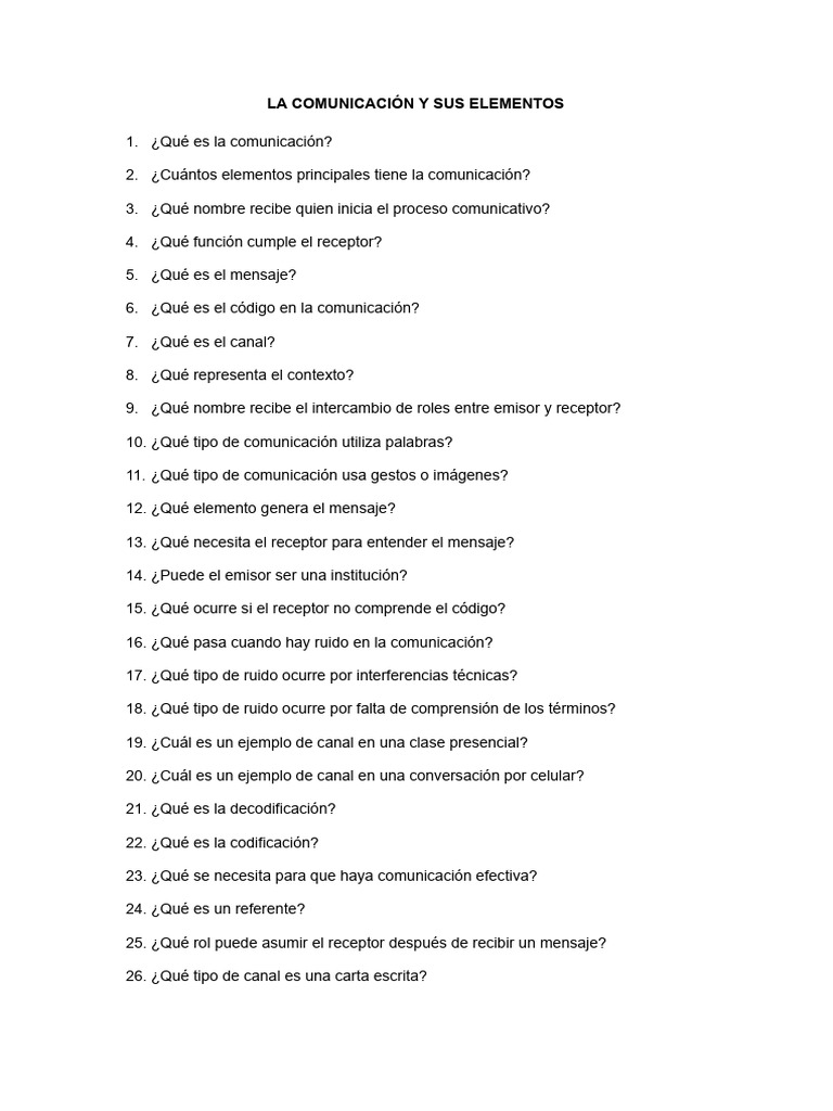 LA COMUNICACIÓN Y SUS ELEMENTOS | PDF