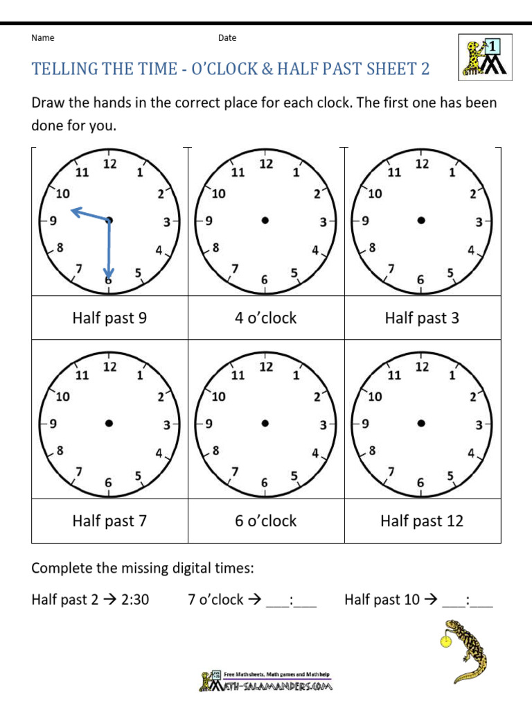 Telling Time WS 02 | PDF