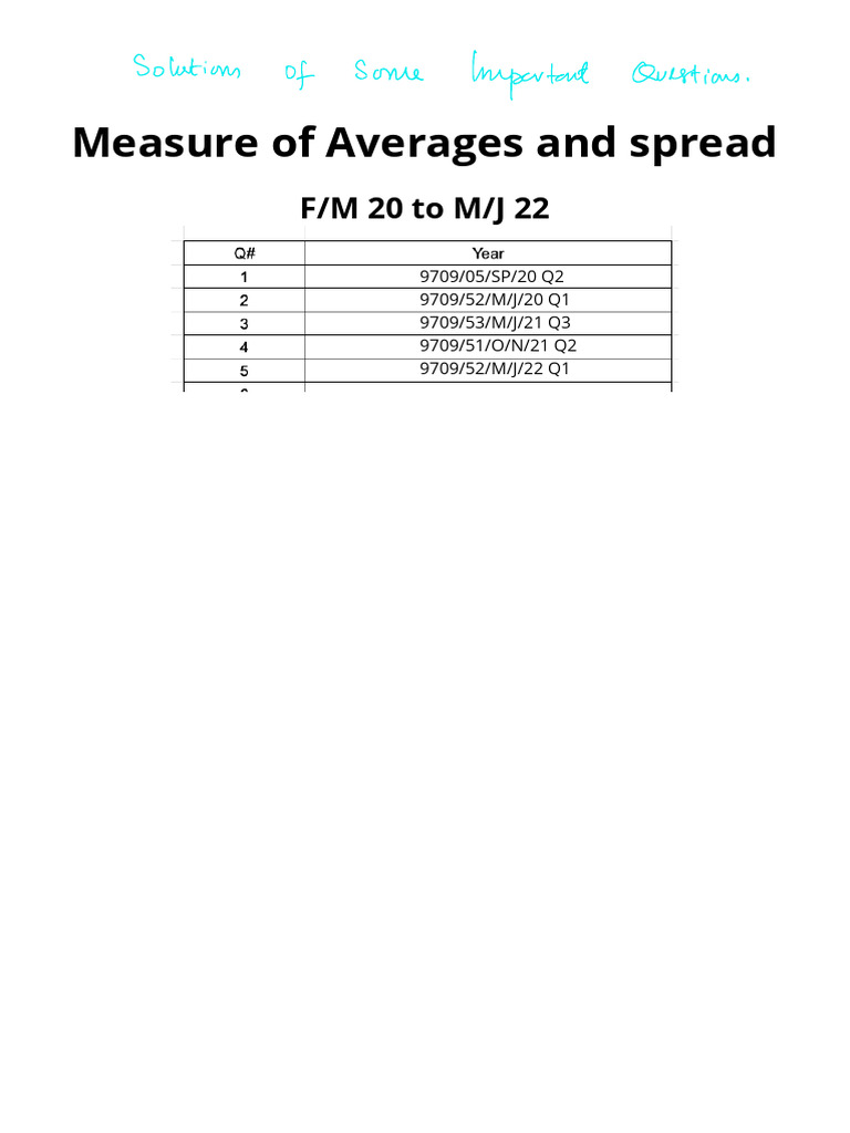 S1 - Solved Measure of Averages and Spread FM 20 To MJ 22, by Sir ...