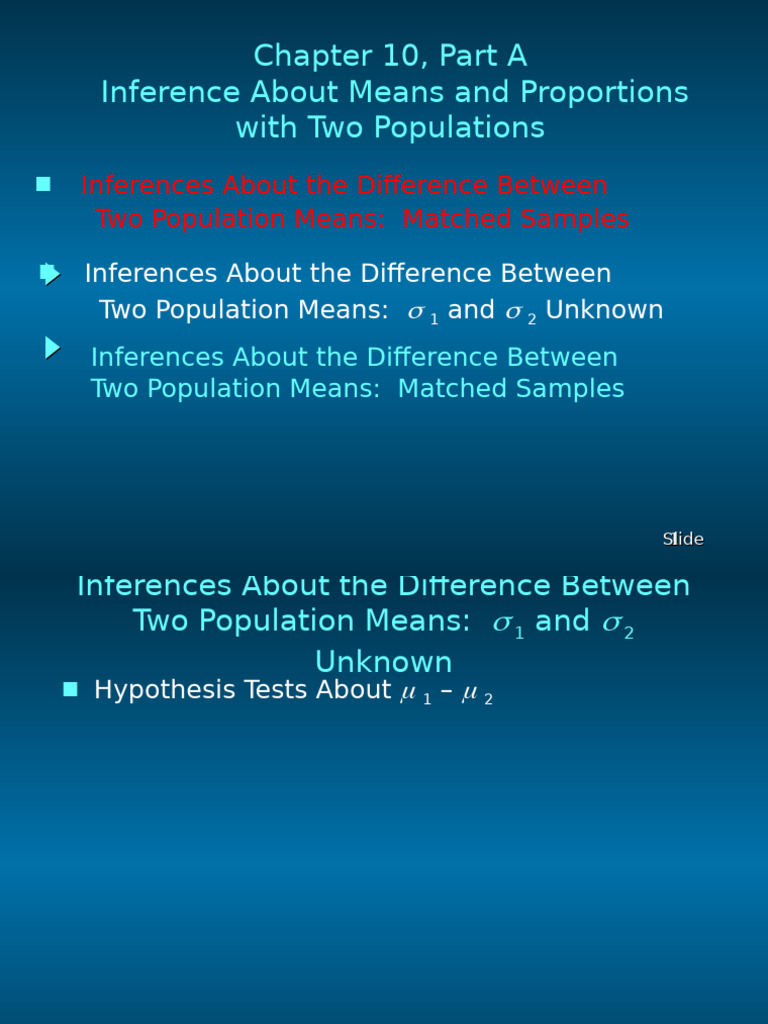 Inference on Two Population Means | PDF | Statistical Inference ...