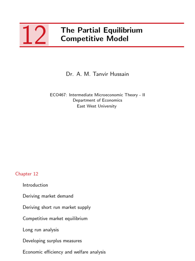 Partial Equilibrium in Competitive Markets | PDF | Marginal Cost ...