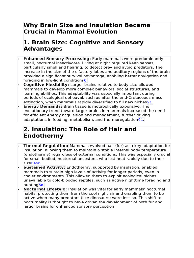 Brain Size and Insulation | PDF