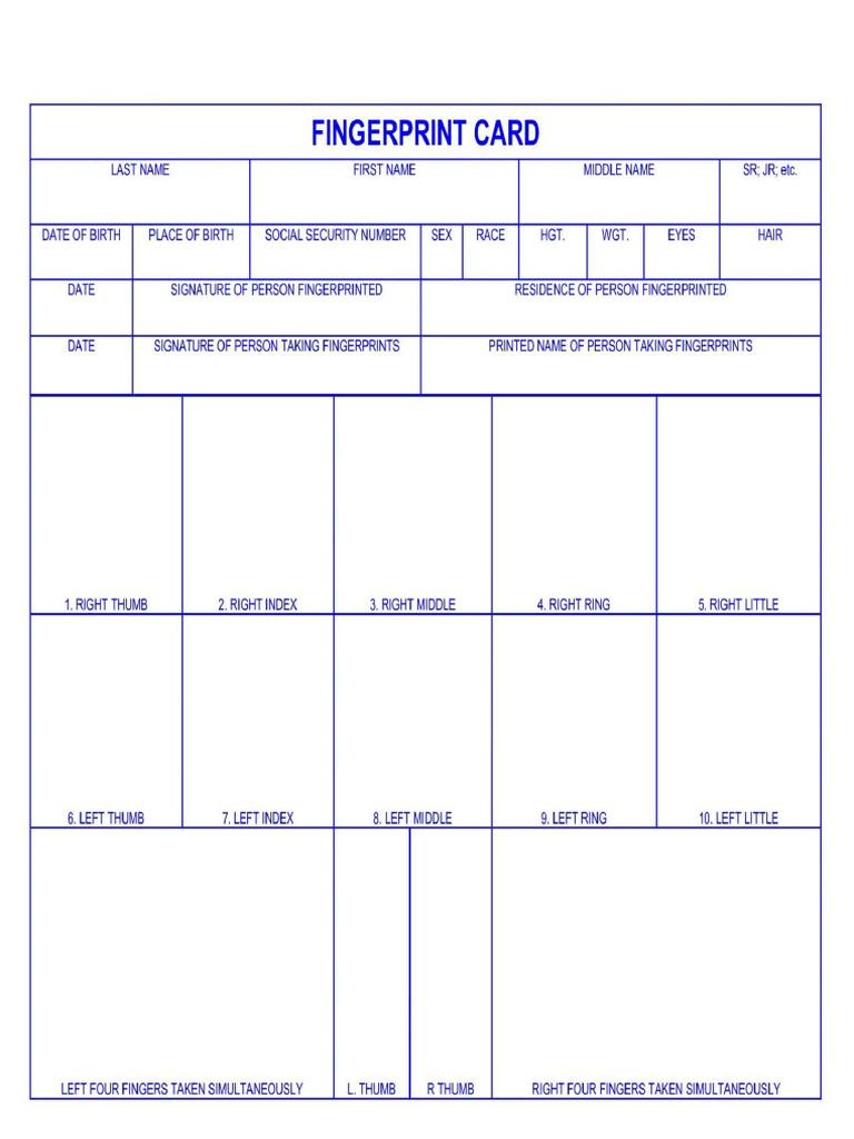 Document Fingerprint Card | PDF