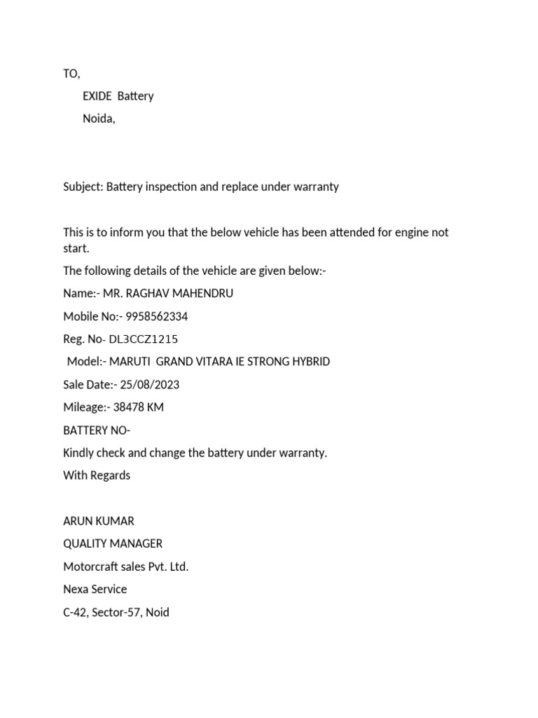 Battery Letter | PDF