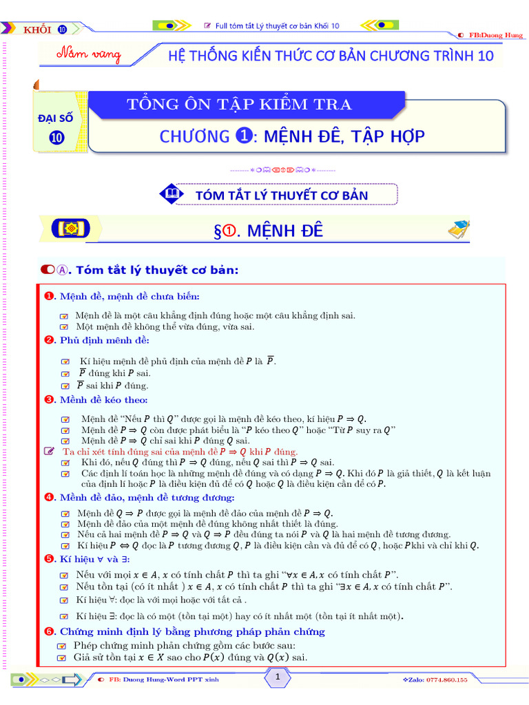 He Thong Kien Thuc Co Ban Chuong Trinh Toan 10 | PDF