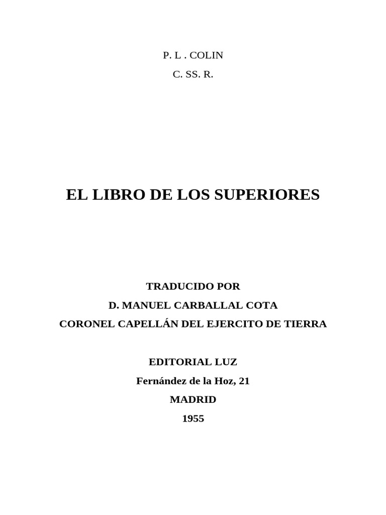 El Libro de Los Superiores. P. Colin | PDF | Abad | obispo