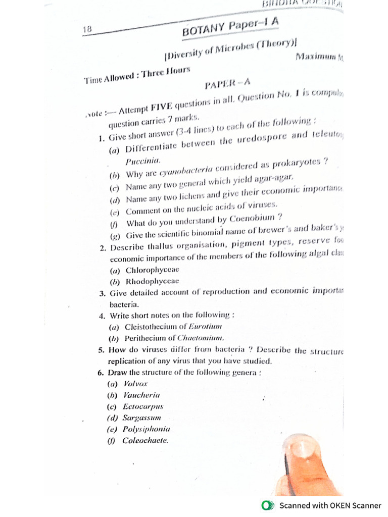 Botany Paper GNDU Pyq | PDF