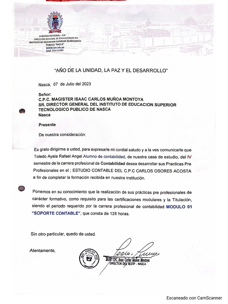 Carta y Fut Practicas | PDF