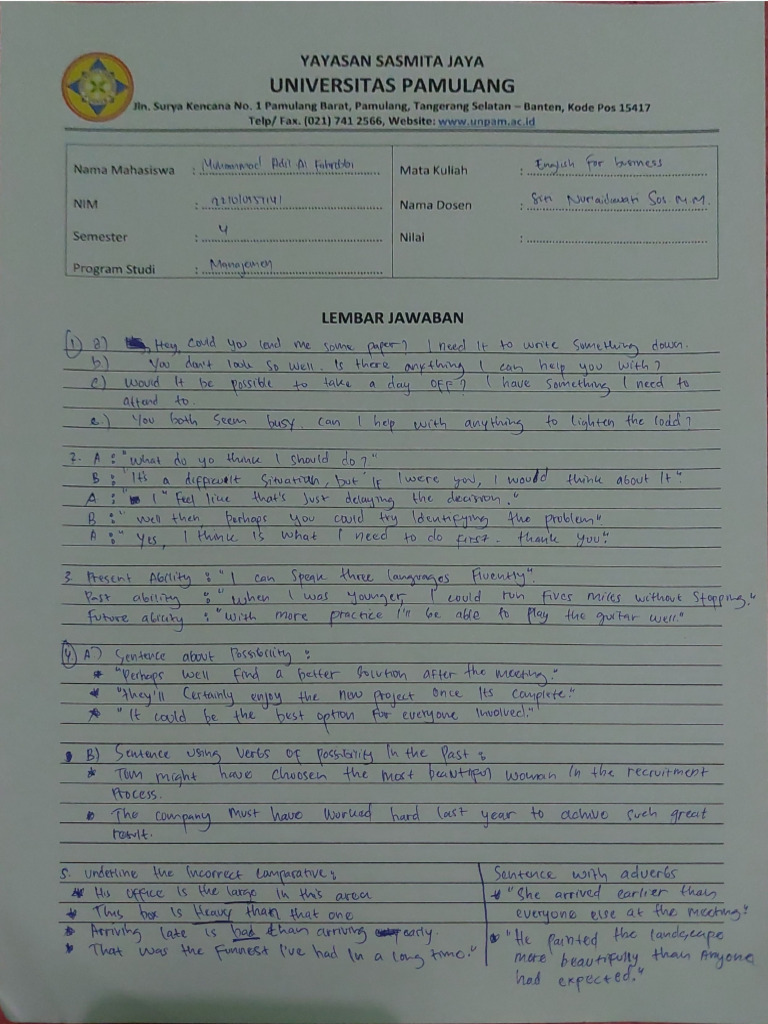 Jawaban Uts English For Management | PDF