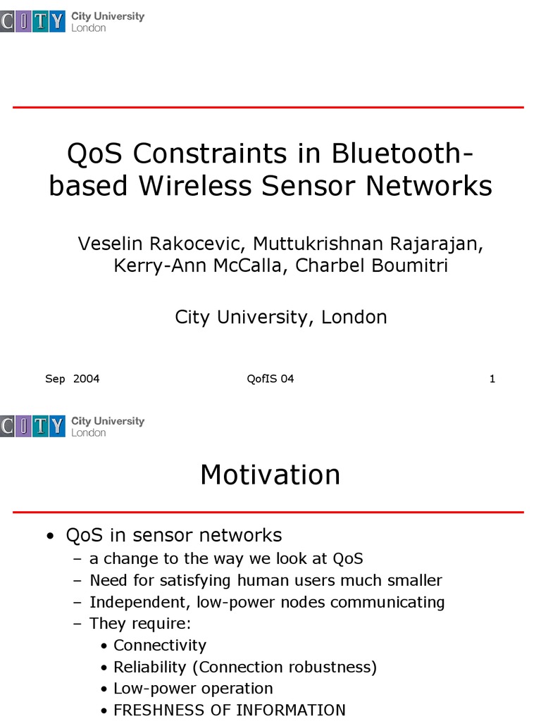 Qos Constraints in Bluetooth-Based Wireless Sensor Networks | PDF | Bluetooth | Wireless Sensor ...