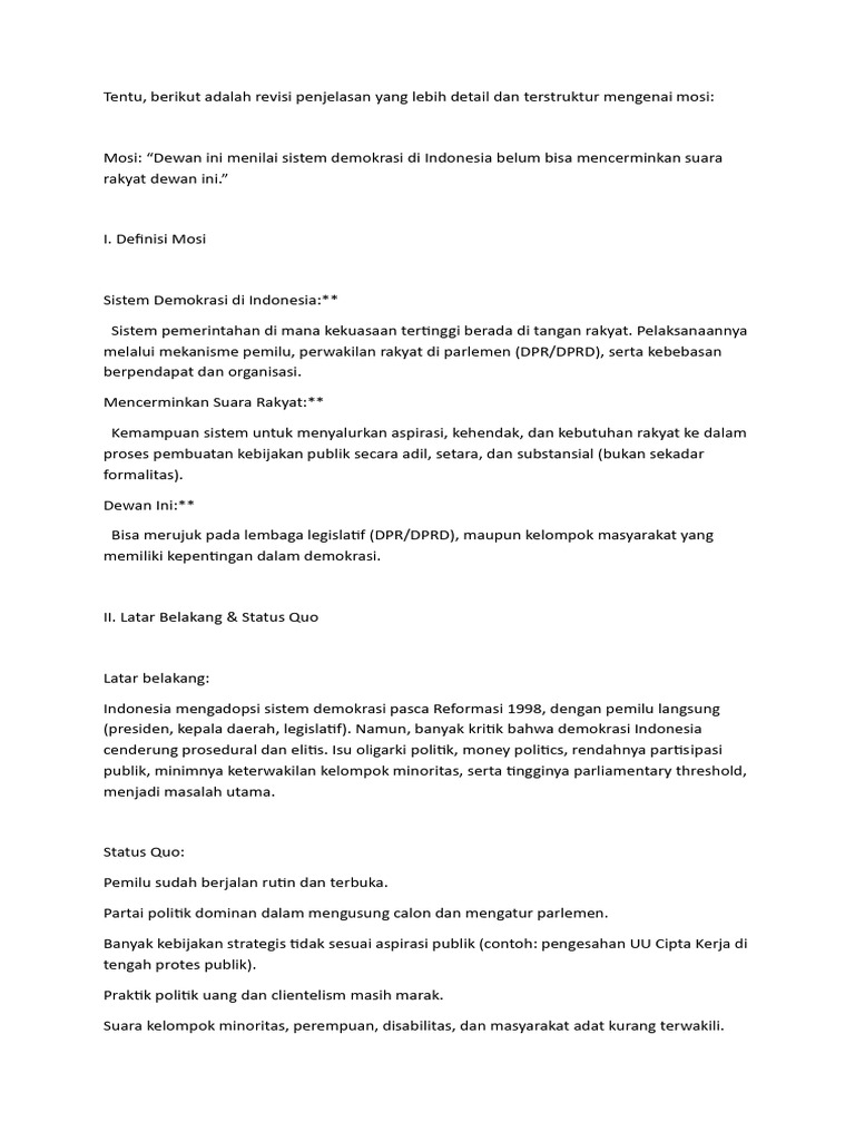 Mosi Debat Dewan Ini Menilai Sistem Demokrasi Di Indonesia Belum Bisa Mencerminkan Suara Rakyat ...