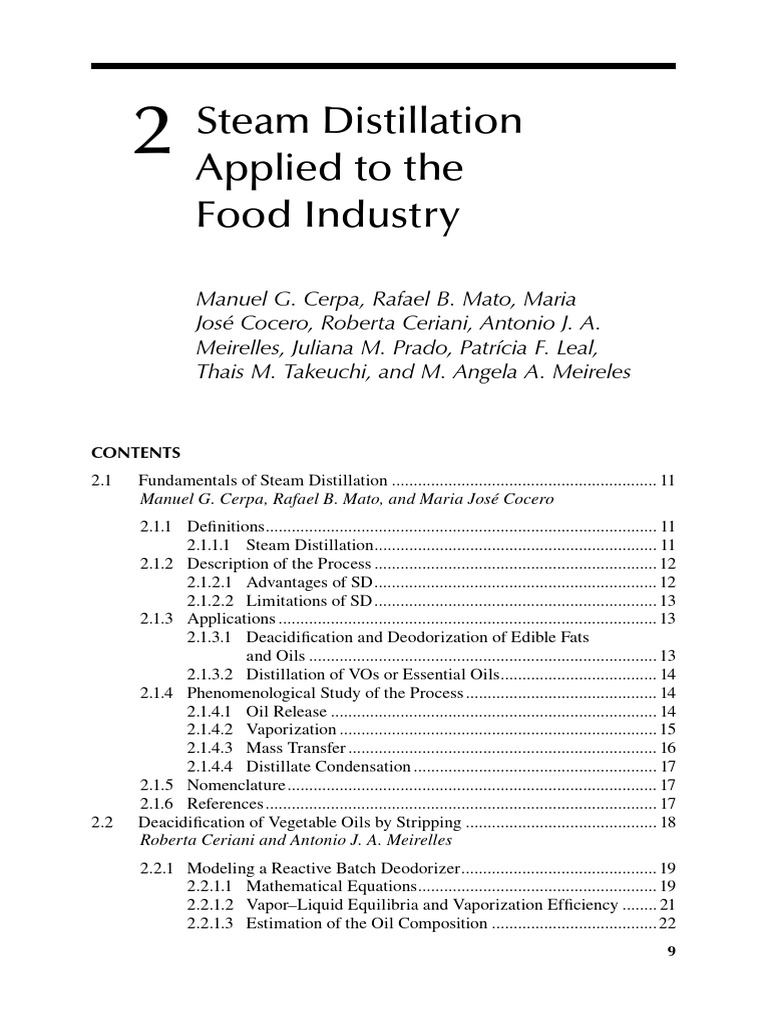 Steam Distillation Applied to the Food Industry | PDF | Distillation ...