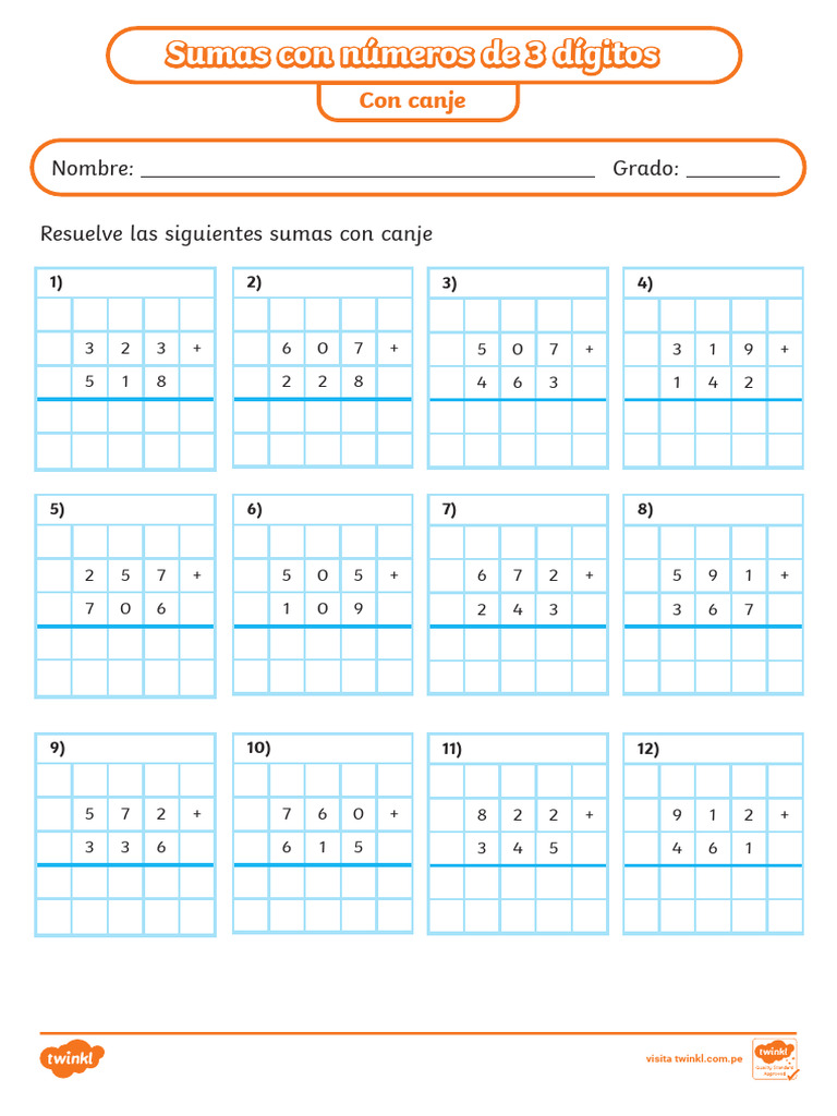 Sa M 1738067939 Guia de Trabajo Sumas Con Numeros de 3 Digitos Con ...