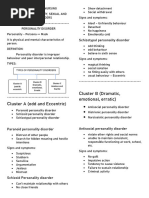 Mnemonics for Personality Disorder Clusters | PDF