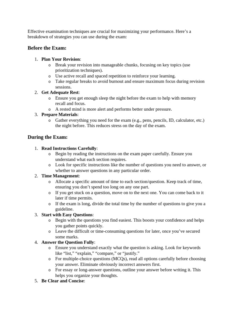 Effective Examination Techniques Are Crucial For Maximizing Your ...