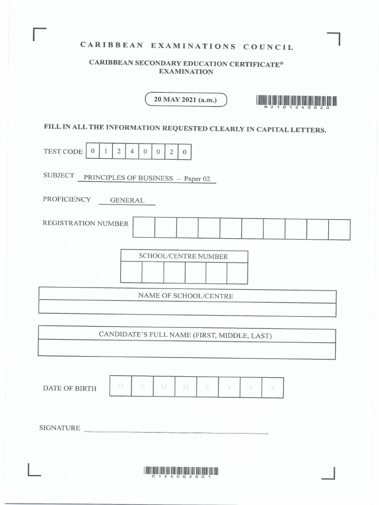 POB 2021 Past Paper and Answerssss | PDF | Employment | Market (Economics)