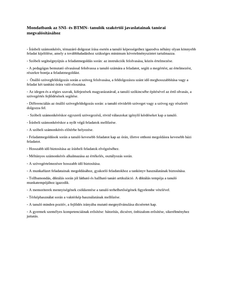 Mondatbank SNI, BTMN | PDF