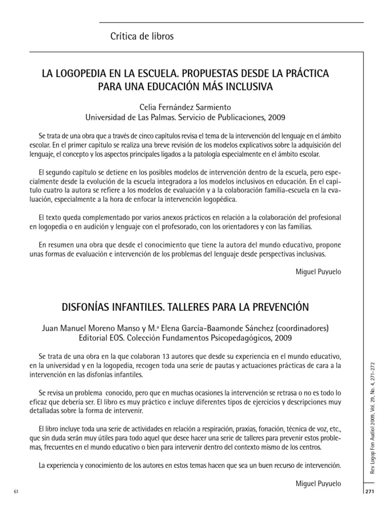 Libros sobre Logopedia Escolar e Inclusiva | PDF | Ciencias del ...