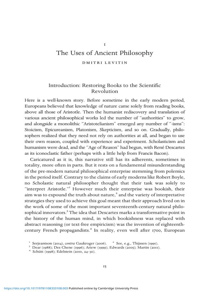 Uses of Ancient Philosophy | PDF | Aristotle | Natural Philosophy