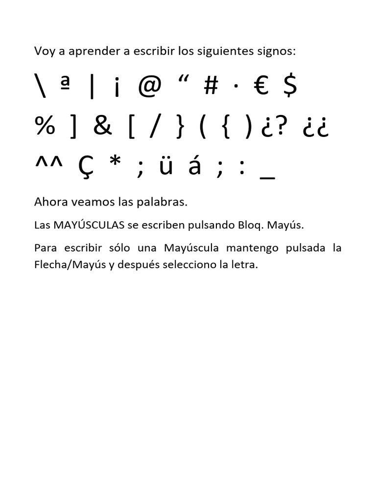 Ejercicio Practicar Teclado | PDF