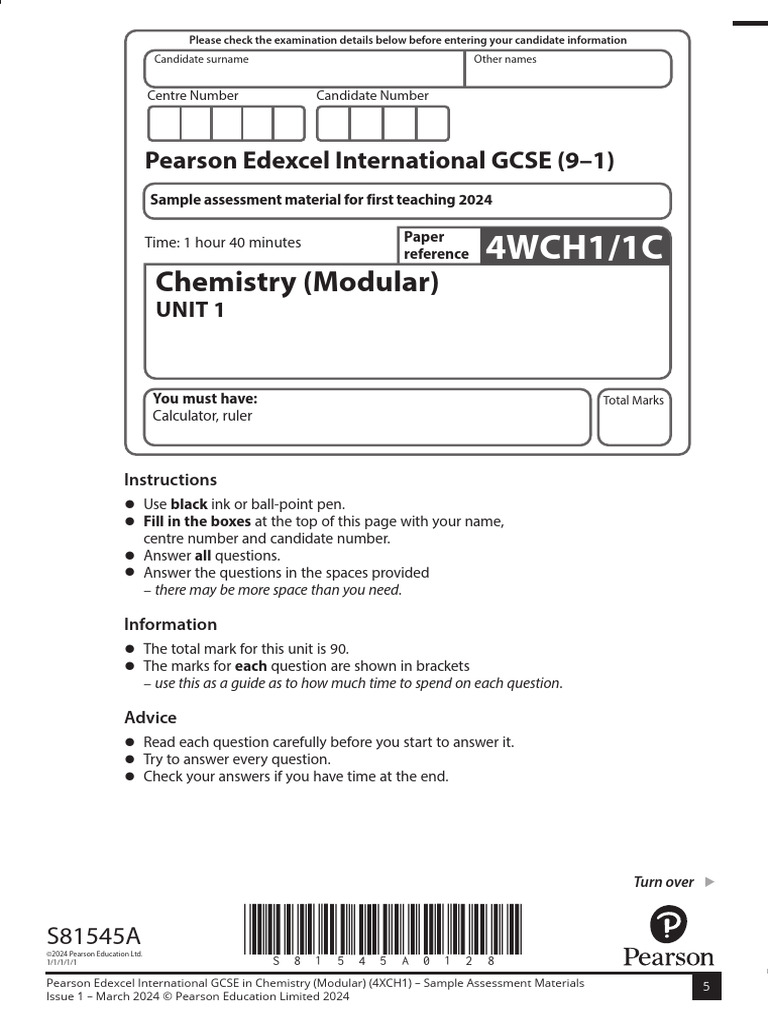 International GCSE in Chemistry (Modular) (4XCH1) Sample Assessment ...