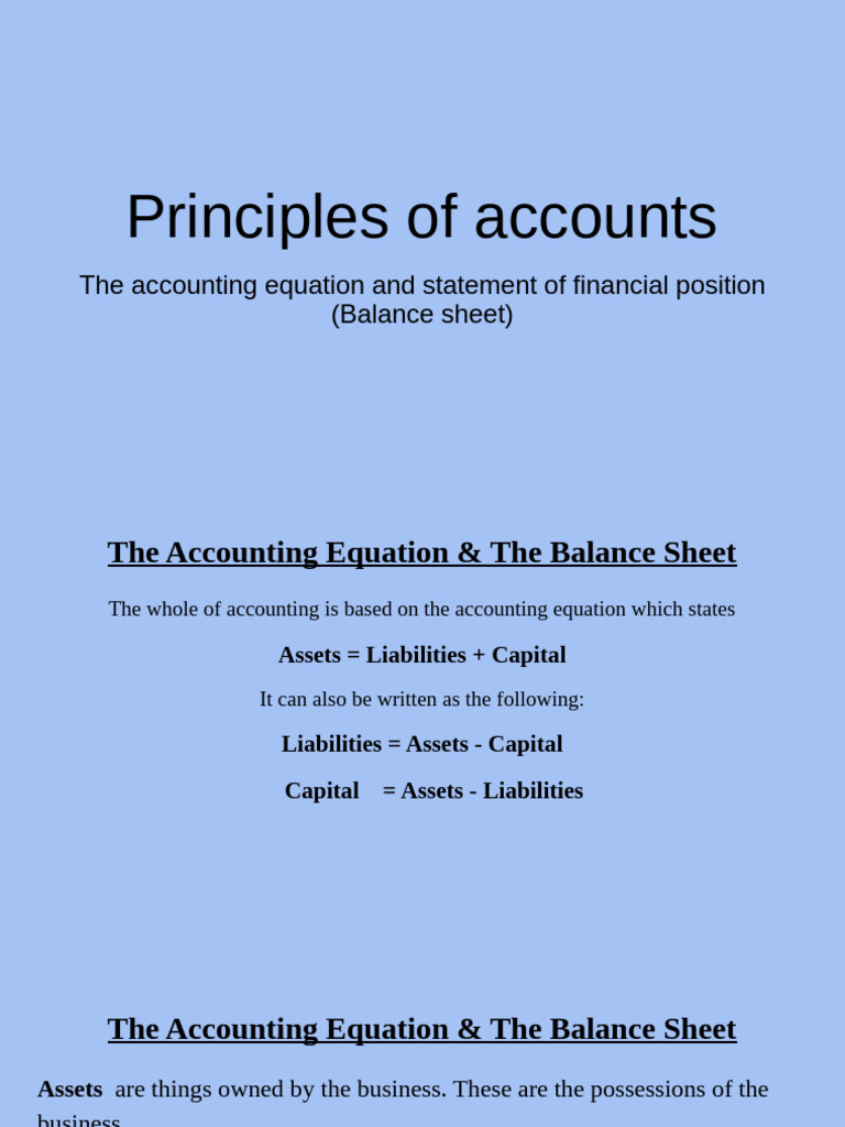 The Accounting Equation & The Balance Sheet (Extended) | PDF | Balance ...