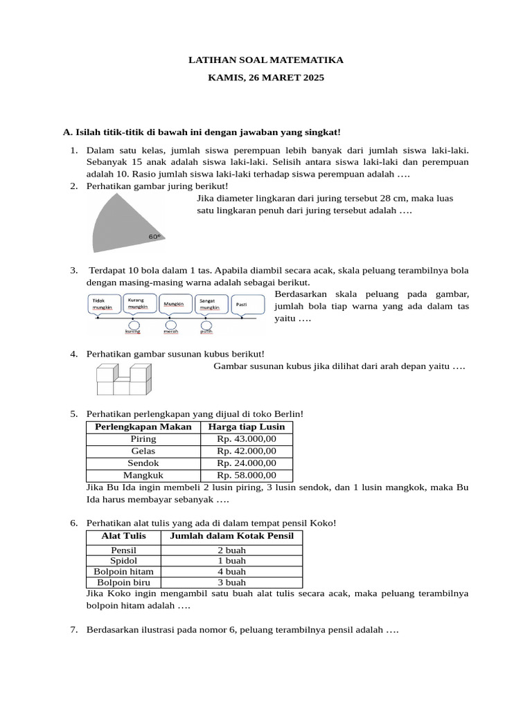 Latihan Matematika 3 | PDF