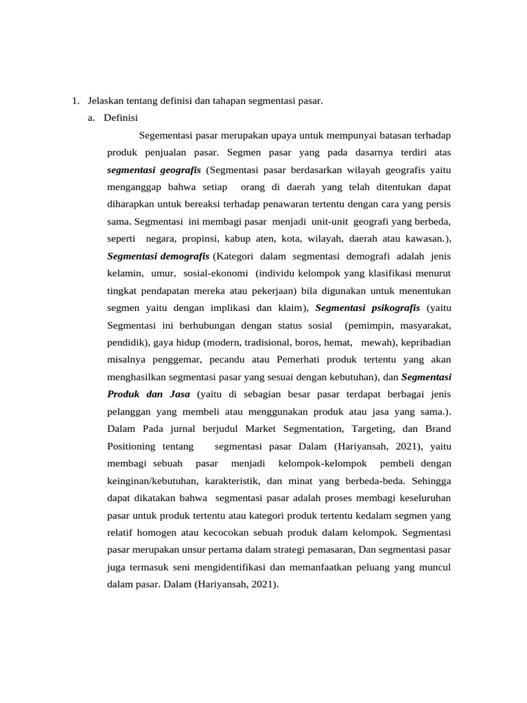 Segmentasi Pasar | PDF