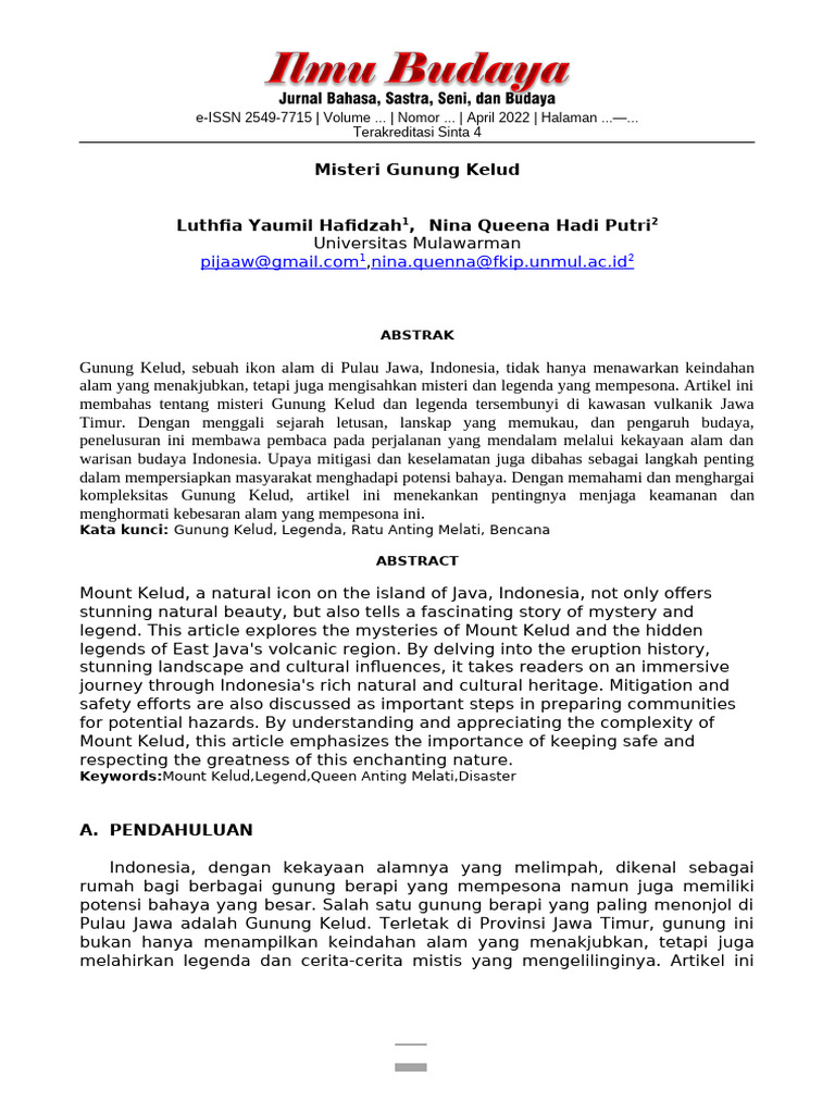 Luthfia Yaumil Hafidzah Jurnal Misteri Gunung Kelud | PDF