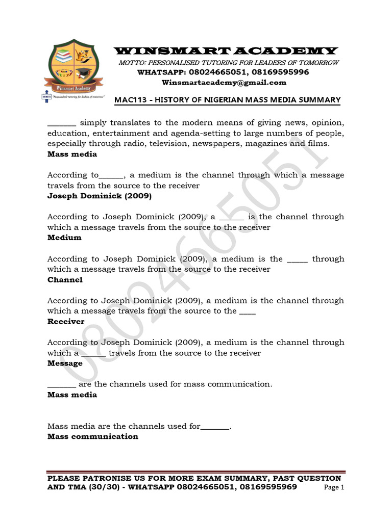 Overview of Nigerian Mass Media History | PDF | Mass Media | Nigeria