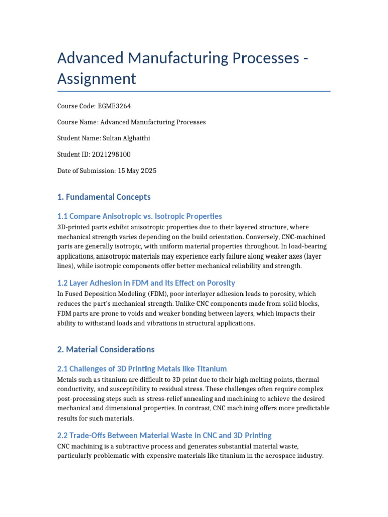 Advanced Manufacturing Processes Overview | PDF | 3 D Printing ...