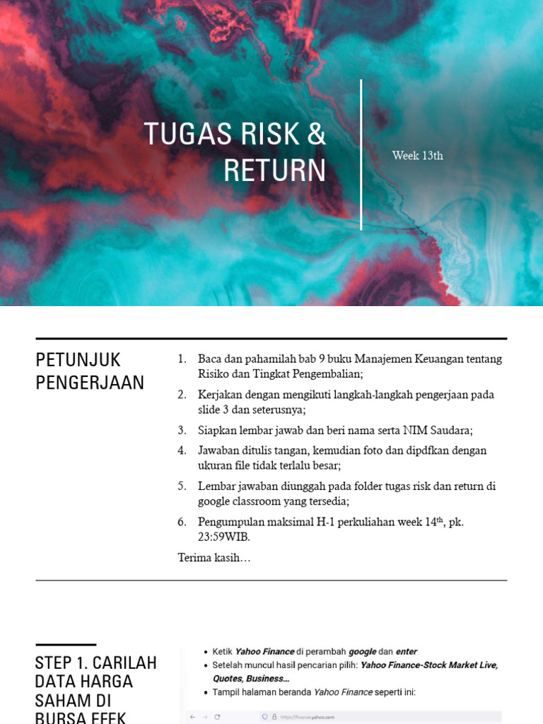 561606737296622081_TUGAS RISK & RETURN | PDF