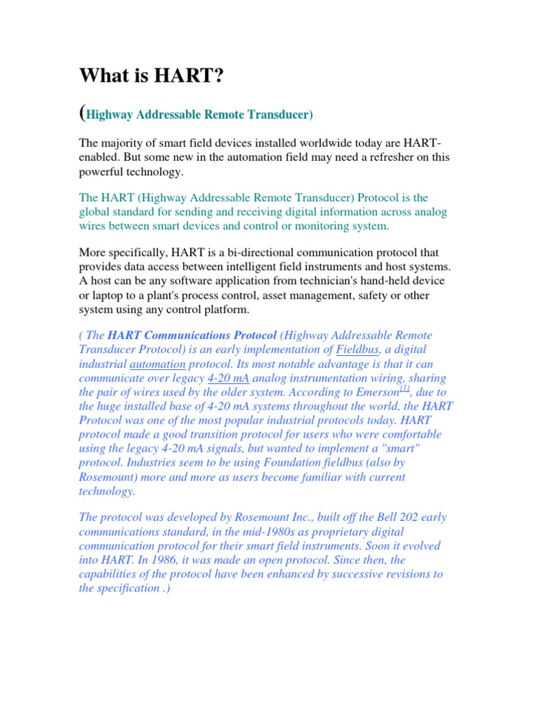 What Is HART? (: Highway Addressable Remote Transducer) | Download Free ...