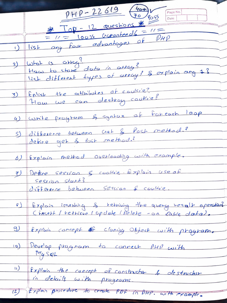 22619-PHP (Top-12 Questions) by MSBTE | PDF