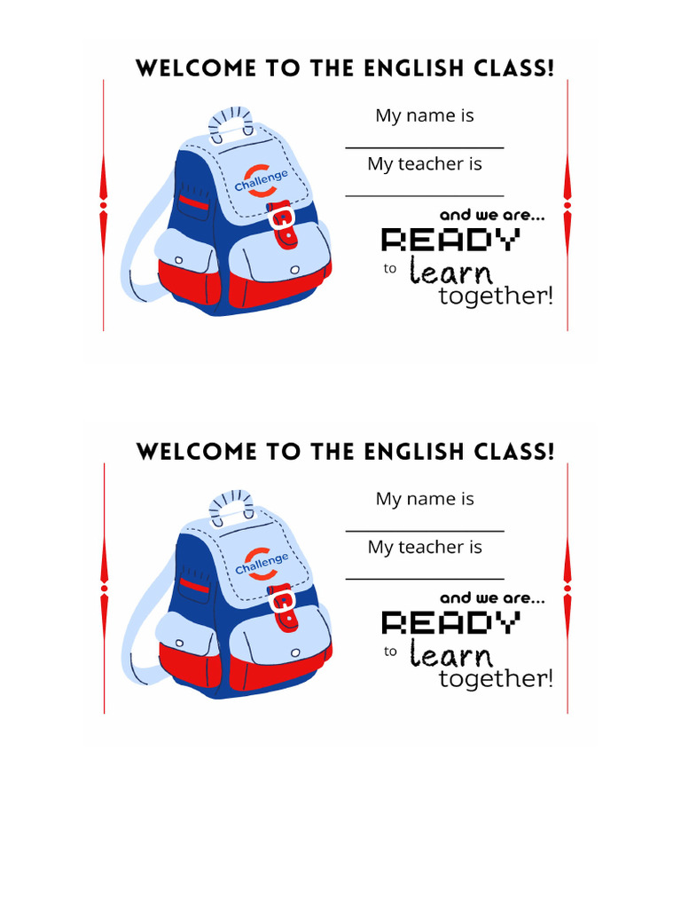 Welcome To The English Class | PDF