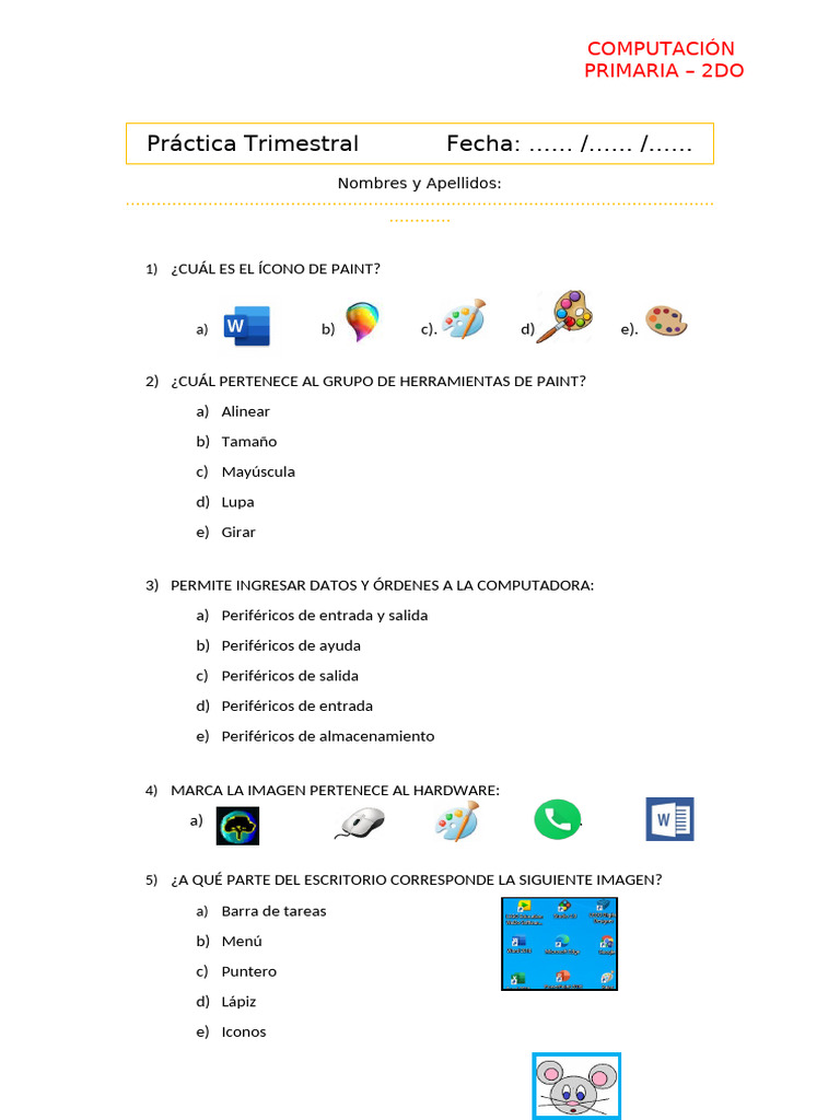 2do Grado Practica Trimestral Computación | PDF