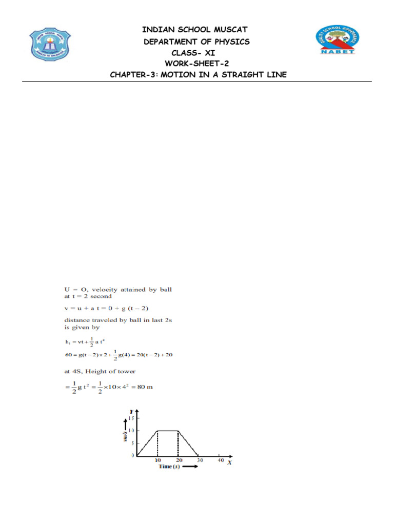 Ans - Key CH-2 Motion in Straight Line | PDF | Acceleration | Speed