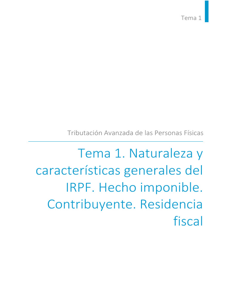 tema 1 IRPF UNIR | PDF | Impuestos | Doble imposición